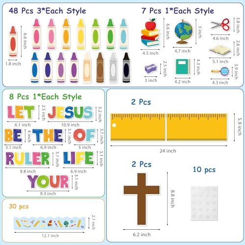 Back to School Religious Bulletin Board - 107Pcs Let Jesus Be The Ruler ...