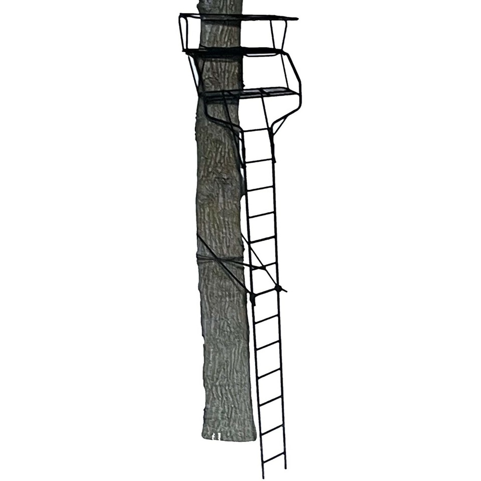 18 Ft Two Man Stand Muddy Legend XLT Deer Hunting Ladder Treestand w/2 ...