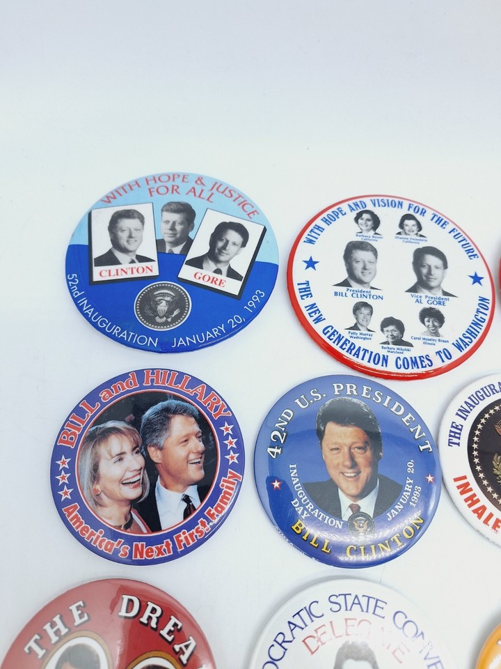 31 Political Campaign Buttons President Bill Clinton Al Gore Hillary ...