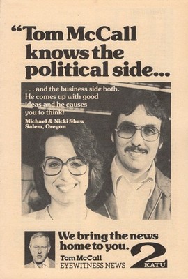 1977 KATU PORTLAND OREGON TV NEWS AD/TOM McCALL REPORTER/MICHAEL ...