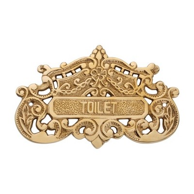 Solid Brass Toilet Door Sign – Ornate Victorian Restroom Plaque ...