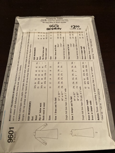 Simplicity 9601 Dress Sewing Pattern OOP Size 12-16 Uncut for sale ...