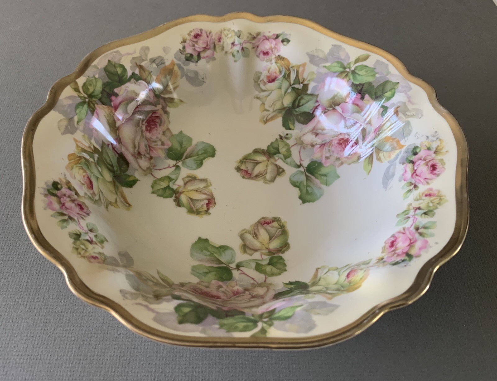 Beyer & Bock Royal Rudolstadt Prussia Pink Roses Gold Rim 9 1/4 ...