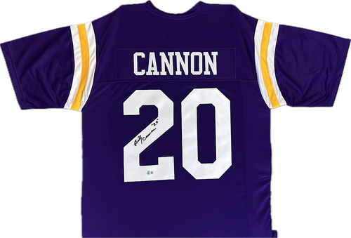 Billy Cannon Signed Autographed Custom Purple/White Jersey Beckett ...