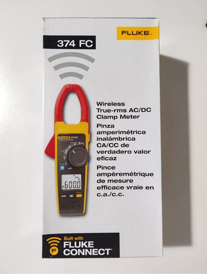 Fluke 374 FC True-RMS AC/DC Clamp Meter, 600 A, 1.6 in (41 mm) Jaw ...