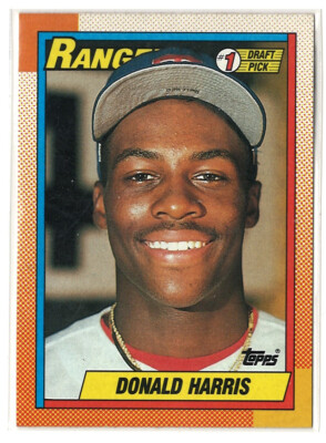 1990 Topps Baseball #314 Donald Harris Texas Rangers #1 Draft Pick ...