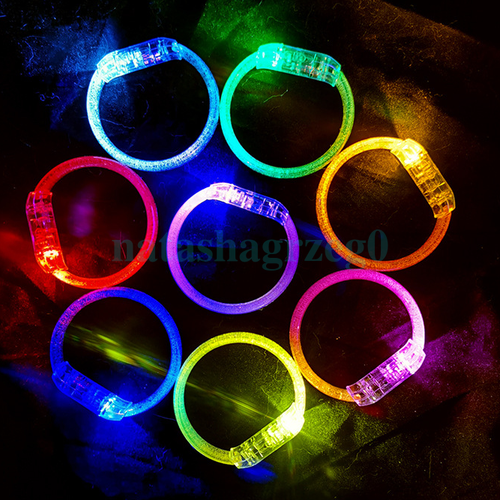 New Light Up LED Bracelets Flashing Glow Wrist Band Blinking Bangle ...
