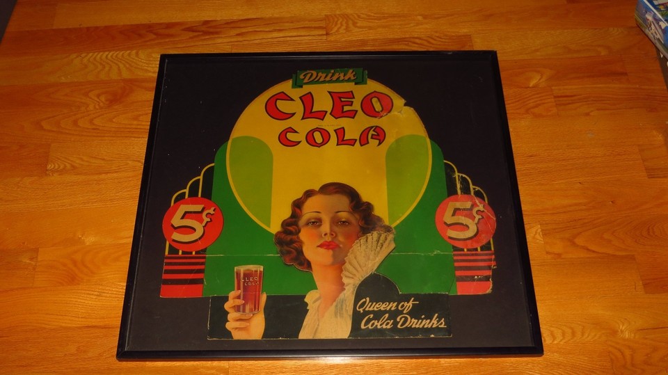 Exceptional Cleo Cola Soda Cardboard Advertisement Sign Original Framed ...