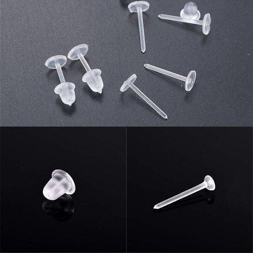 Clear Ear Flat Retainers Nose Earring Stud 50Pcs Replacement Head Studs ...
