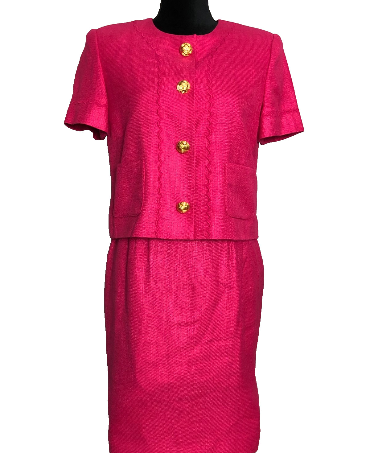 VTG Talbots Petite Skirt Suit 1 Piece 6 Pink Rayon Go… - Gem