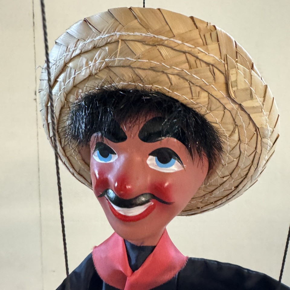 Vintage Marionette Puppets Mexican Bandito Pistol Hat String Doll | eBay