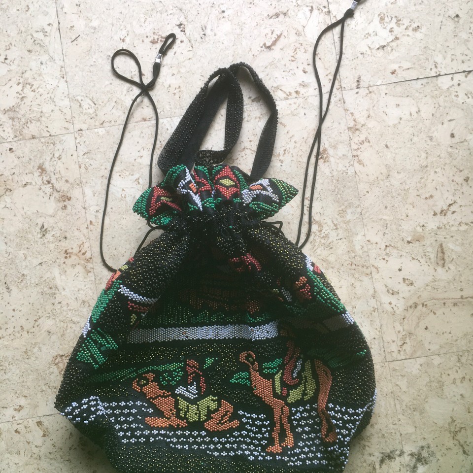 Vintage Colorful Beaded Holy Land Purse Bag Jerusalem Tote Drawstring ...