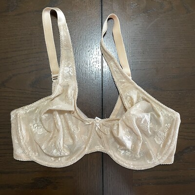 Wacoal Lace Bra 32DD Underwire Unlined Soft Cup Adjustable Strap Nude ...
