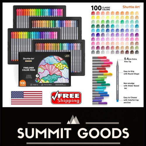 Vibrant 100-Color Fineliner Set - Non-Toxic Extra Fine Point Markers ...