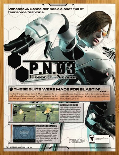 2003 P.N. 03 Product Number 03 Gamecube Print Ad/Poster CAPCOM Game ...