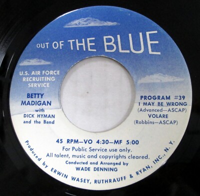 BETTY MADIGAN 45 I May Be Wrong / Cheek To Cheek VG+ Out Of The Blue ...