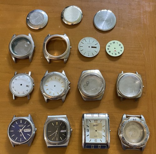 Lot Vintage Men’s Watch Cases, Parts, Seiko, Timex, Gruen II, Waltham ...
