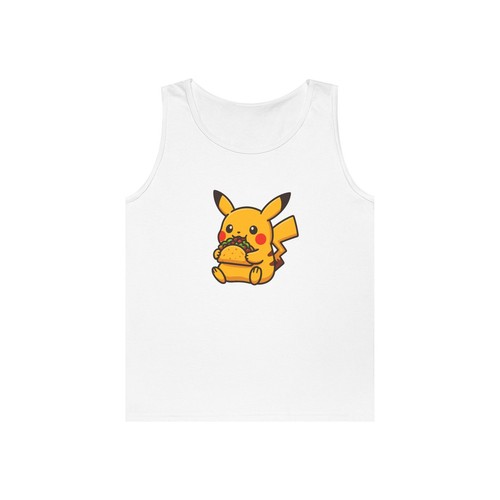 Cute Pika Poke Heavy Cotton Tank Top, Unisex Summer Apparel, Anime ...