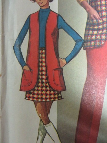 Vtg 70's Simplicity 8917 LONG VEST MINI-SKIRT Sewing Pattern Women NOT ...