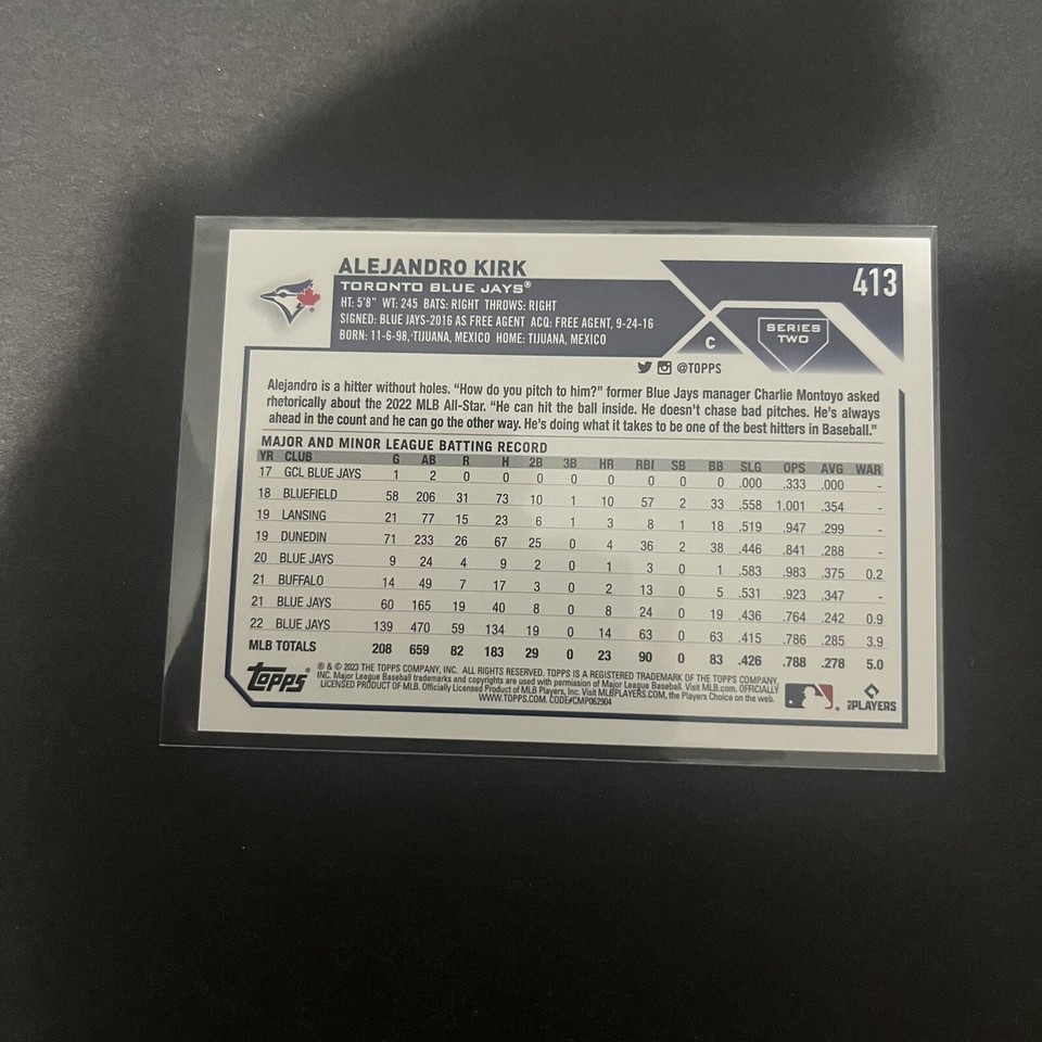 2023 Topps Series 2 Alejandro Kirk #413 Toronto Blue Jays Baseball Card ...