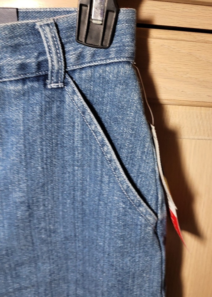 French Cuff SKIRT Size 10 Classic Modest Blue Denim Jean Front Pockets ...