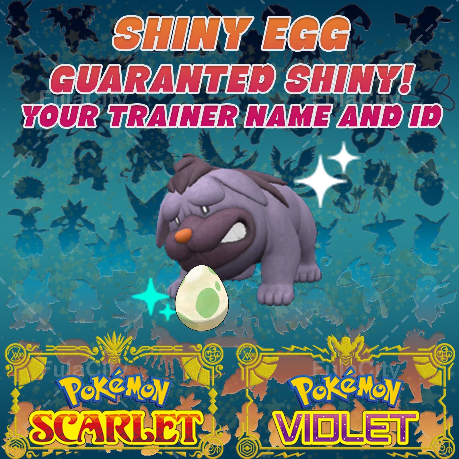 MASCHIFF POKEMON SCARLET VIOLET SHINY EGG 6 IV CUSTOM AVAILABLE | eBay