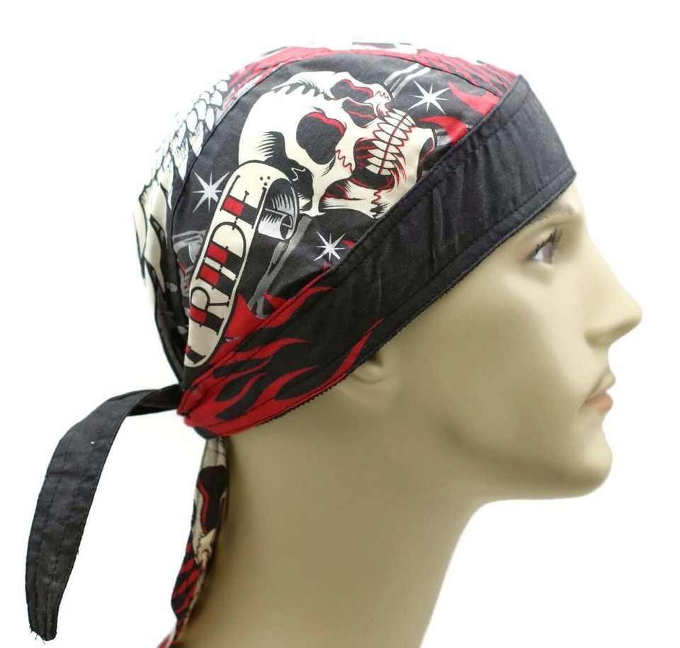 Biker Headwrap Danbanna Deluxe Du-Rag Cap Doo Rag Bandana Skull I Ride ...