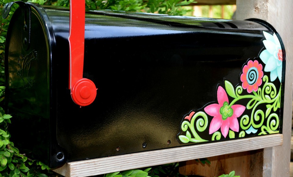 Mailbox Magnet (Partial Cover) Floral Corner Magnetic Address for Black ...