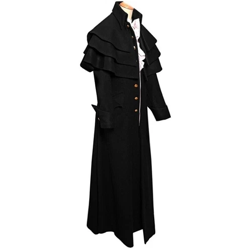 Costum Men's Jackets Medieval Victorian Style Cloak Frock Coat Long ...