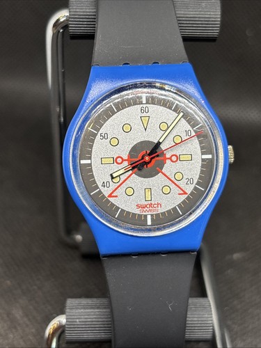SWATCH -GS 103 - BACKSLASH (no day/date) - Silver Dial New Rubber Strap ...