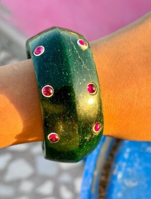 Natural Green Aventurine With Ruby Handmade Bracelete | eBay