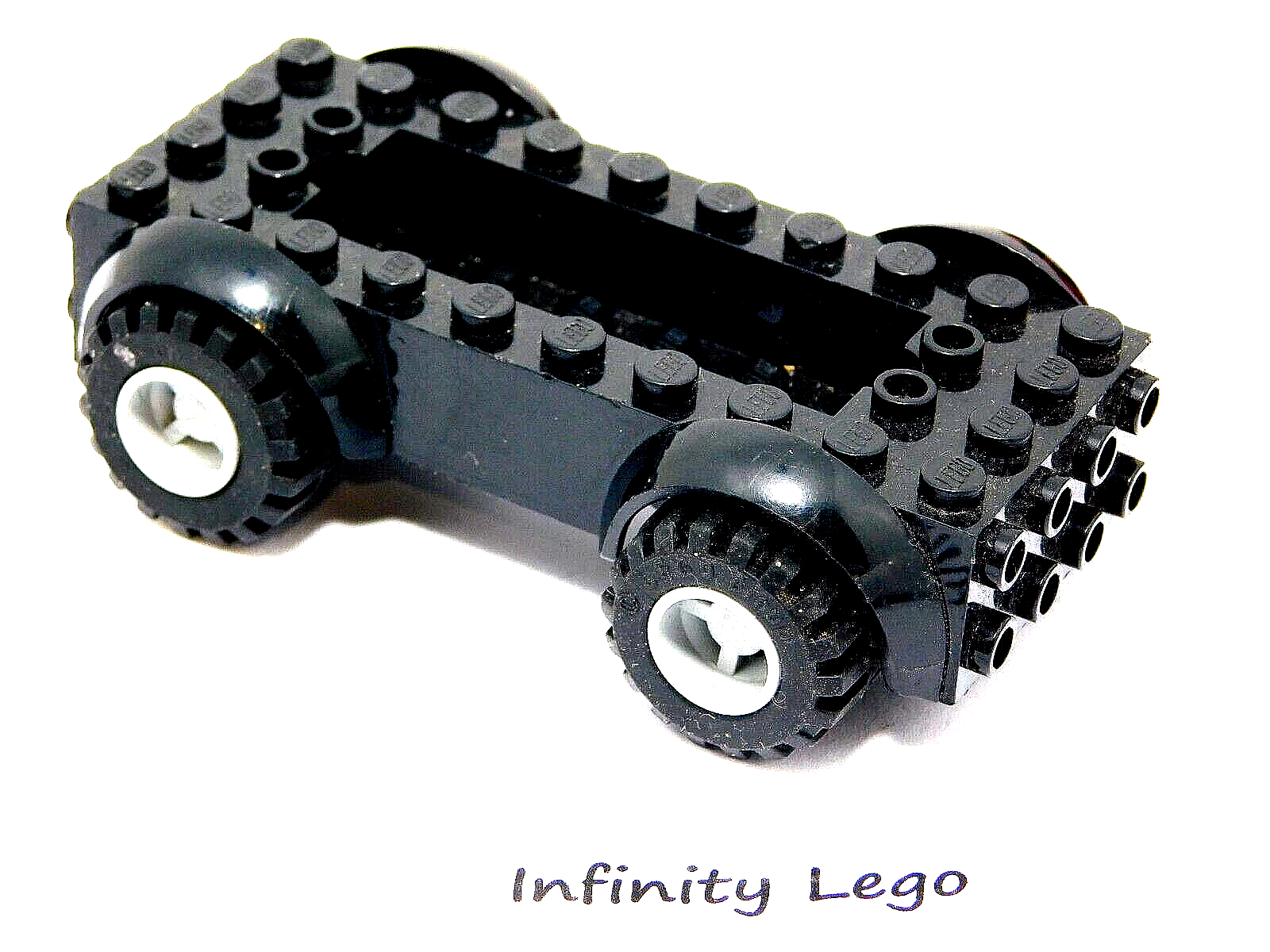 LEGO Black Vehicle Base 5x10x2.5 Mudguard & Car Wheels Light Grey Rims ...