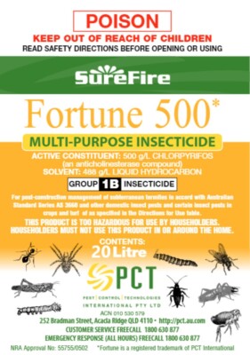 Fortune 500 20L . Insecticide & Termiticide. Chlorpyrifos 500g/l ...