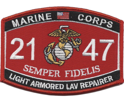 4.5" MARINE CORPS MOS 2147 LIGHT ARMORED LAV REPAIRER EMBROIDERED PATCH ...