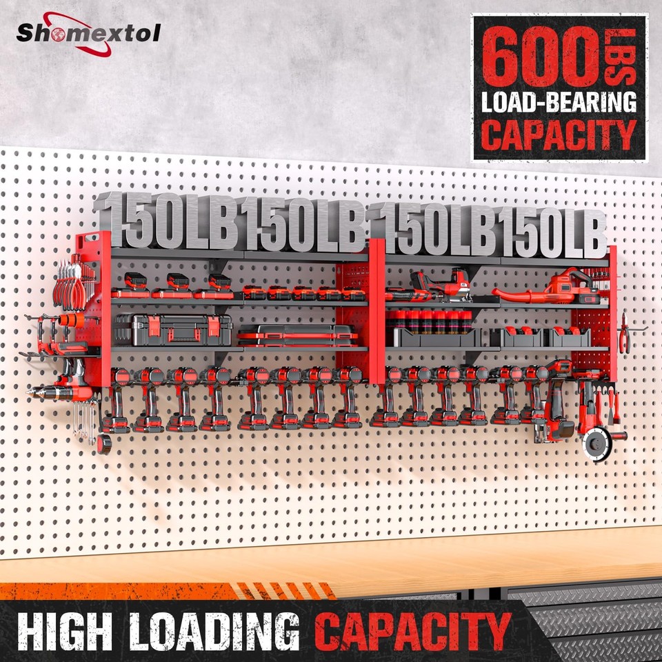 66" W Super Large Power Tool Organizer Wall Mount,Heavy Duty Cordless ...