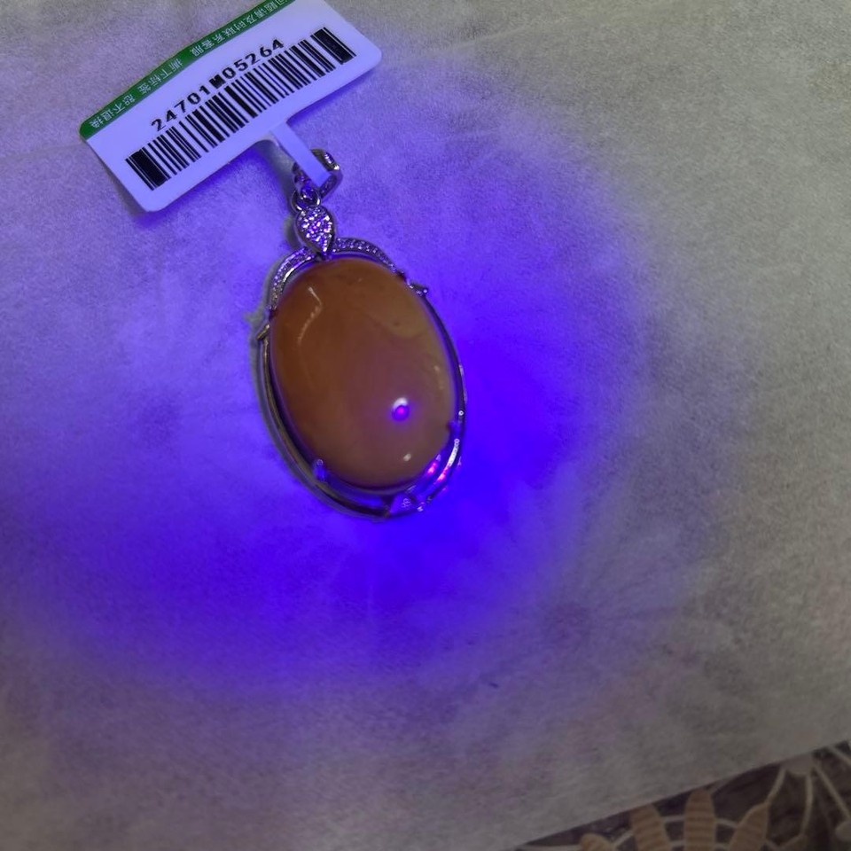 Honey Amber Orange Oval Pendant, Handheld Size, Wax Organic Jewelry ...