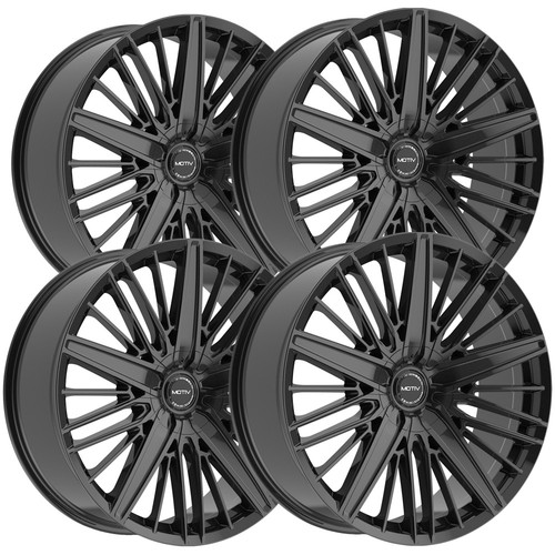 (Set of 4) Motiv 443B 20x9 6x135/6x5.5" +25mm Gloss Black Wheels Rims ...