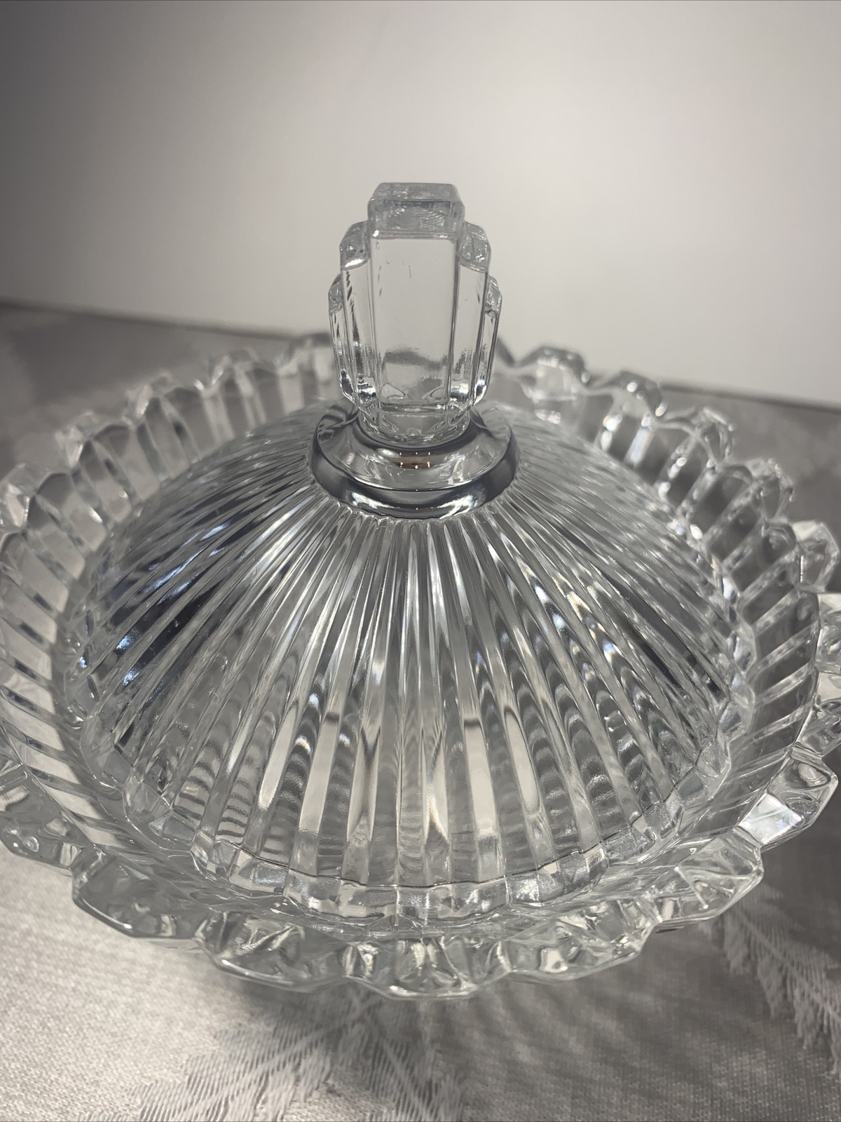Mikasa Small Clear Lidded Crystal Glass Art Deco Bowl Candy Trinket ...
