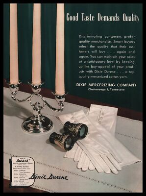 1949 Dixie Mercerizing Company Chattanooga Tennessee Durene Cotton Yarn ...