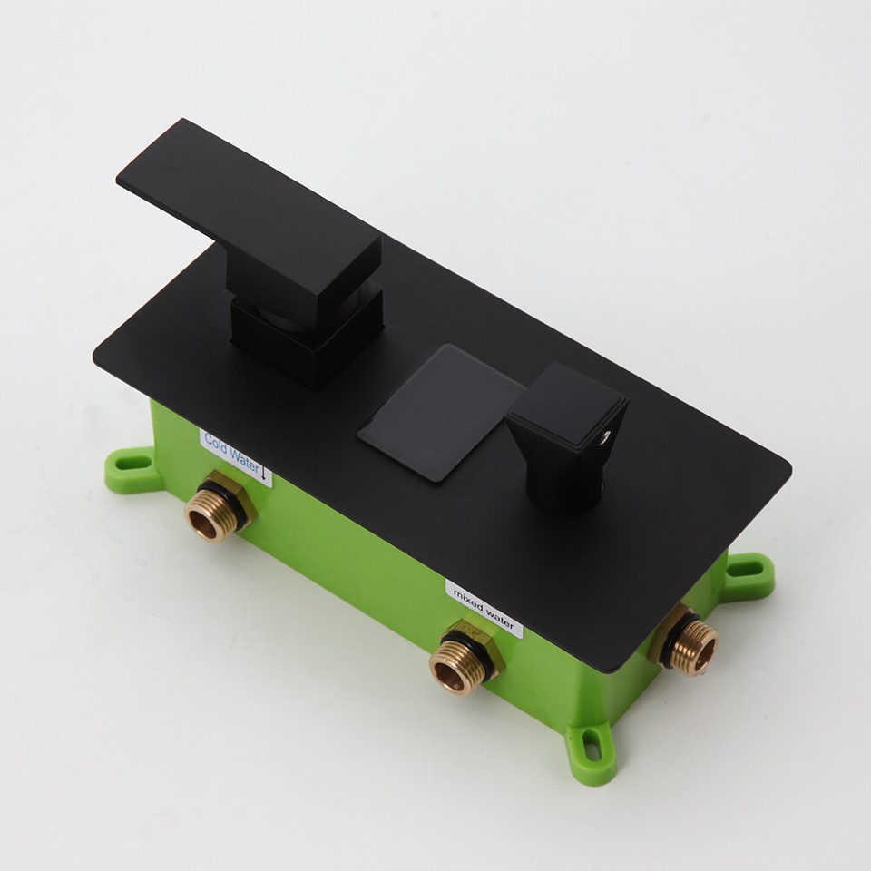 Black Rectangle Concealed Digital Mixer Valve 2-Way Shower Diverter ...