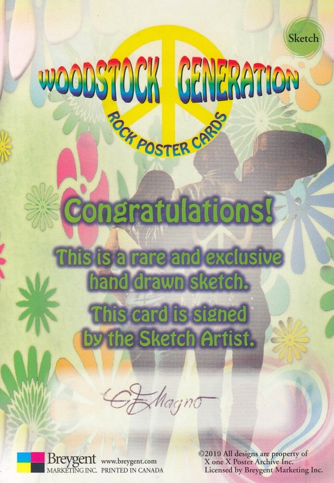 Woodstock Generation 2010 3 x 5 Bob Marley Color Sketch Card Gemma ...