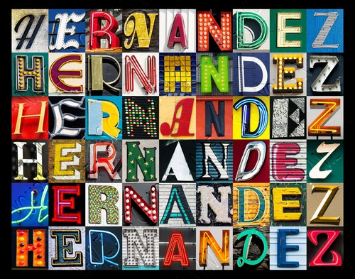 HERNANDEZ Name Poster featuring photos of actual sign letters | eBay