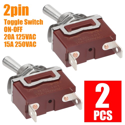 2 Pin SPST Heavy Duty Rocker Toggle Switch 20A 125V/15A 250V ON/OFF for ...