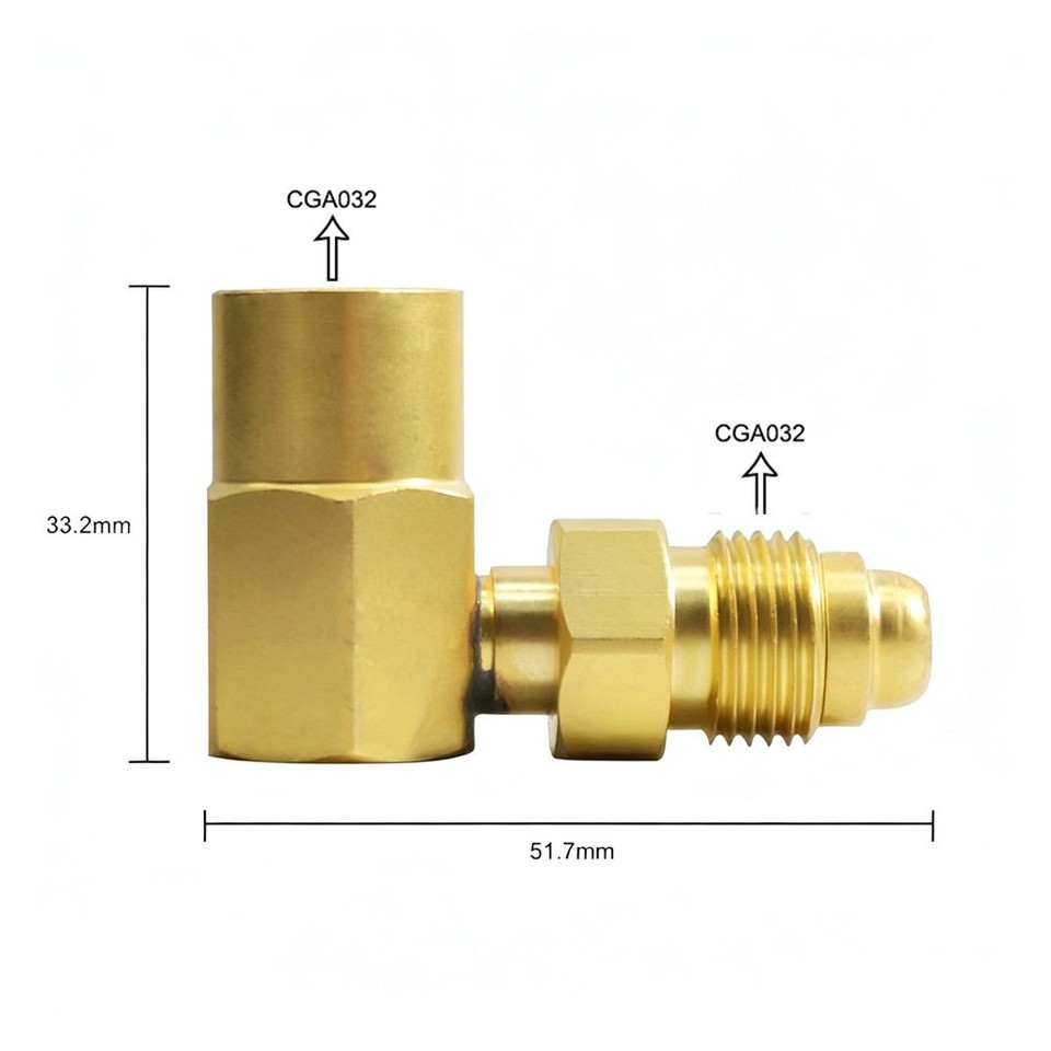 AW407 CGA032 Nut 90 Degree Elbow Argon Gas Welding Adapter Brass ...