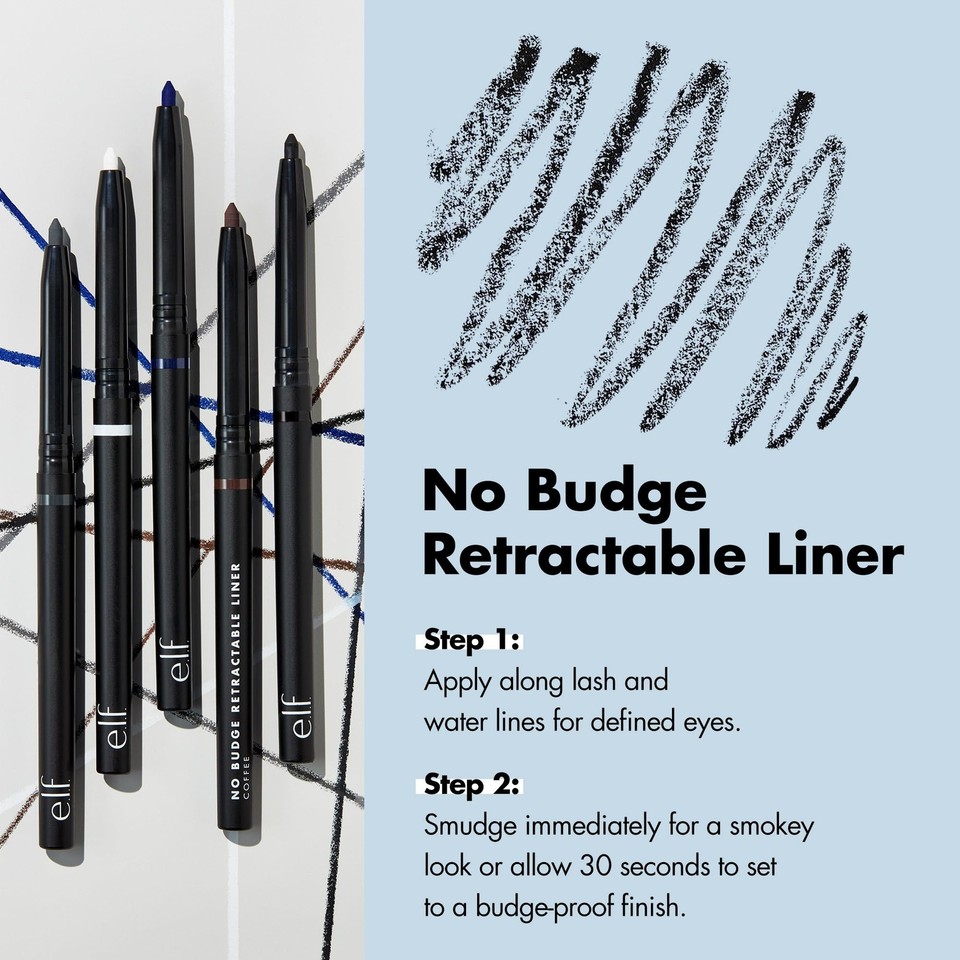 e.l.f. No Budge Retractable Eyeliner, Creamy, Ultra-Pigmented ...