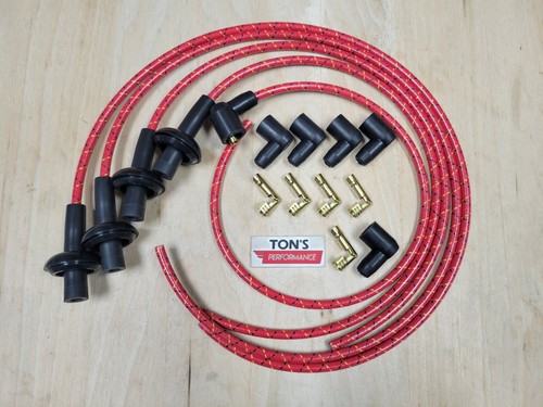 Universal 8mm Vintage Cloth Spark Plug Ignition Wire Kit Aircooled VW ...