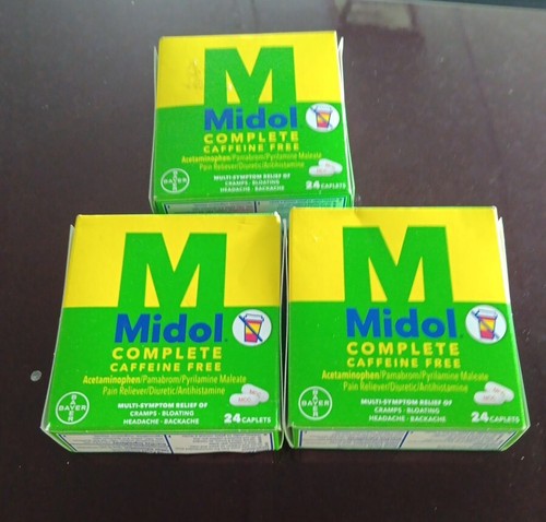 3 PACKS Midol Complete Caffeine Free Menstrual Relief Caplets, 24ct (P5) | eBay