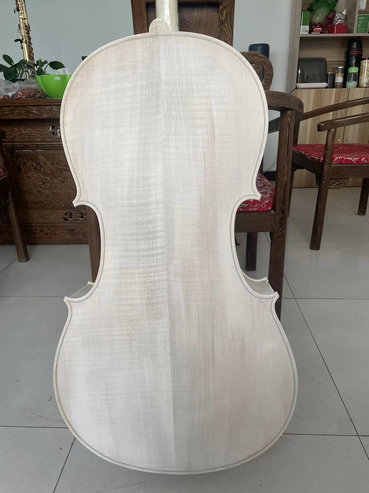 4/4 Cello Full Size Unfinished Cello Flame Maple Spruce Wood Cello Kit ...