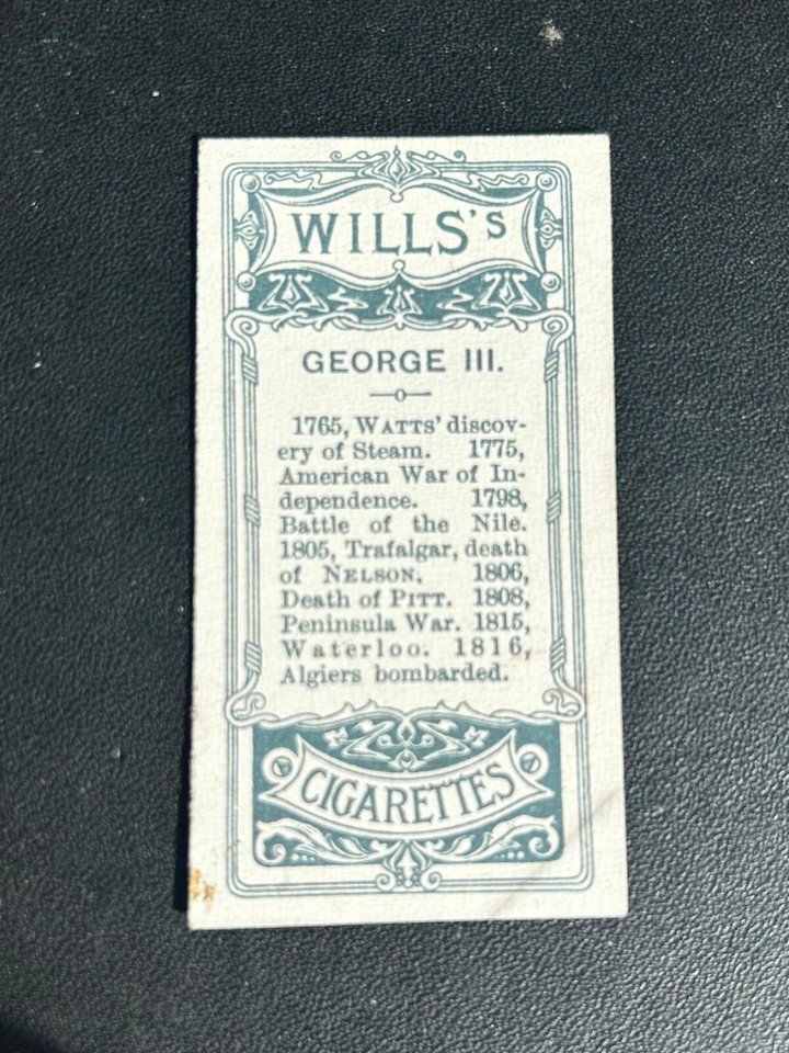 WILLS-KINGS & QUEENS 1902 (WILLS AT TOP) George III - Nice card ! | eBay