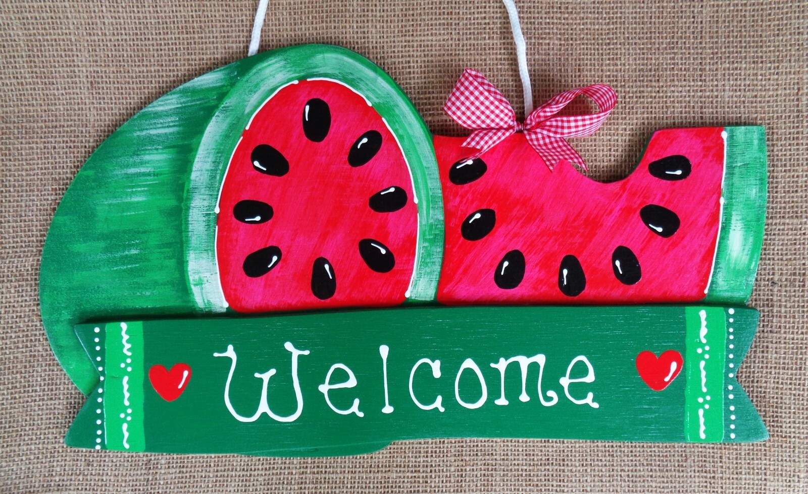 WATERMELON Welcome SIGN Wall Door Hanger Plaque Kitchen Home Porch Deck ...